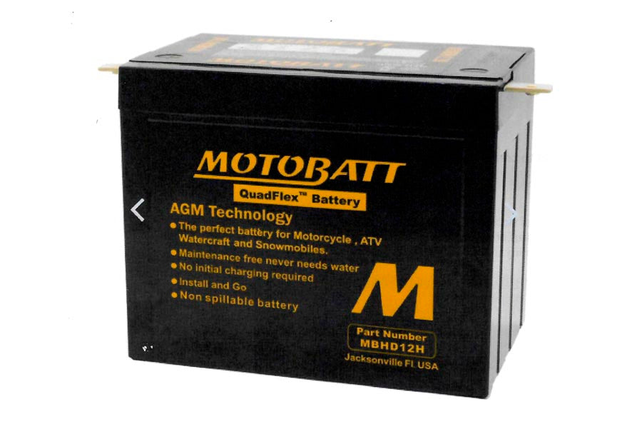 MotoBatt 12 Volt AGM H-12 Sealed Black Battery – Retrocycle, LLC