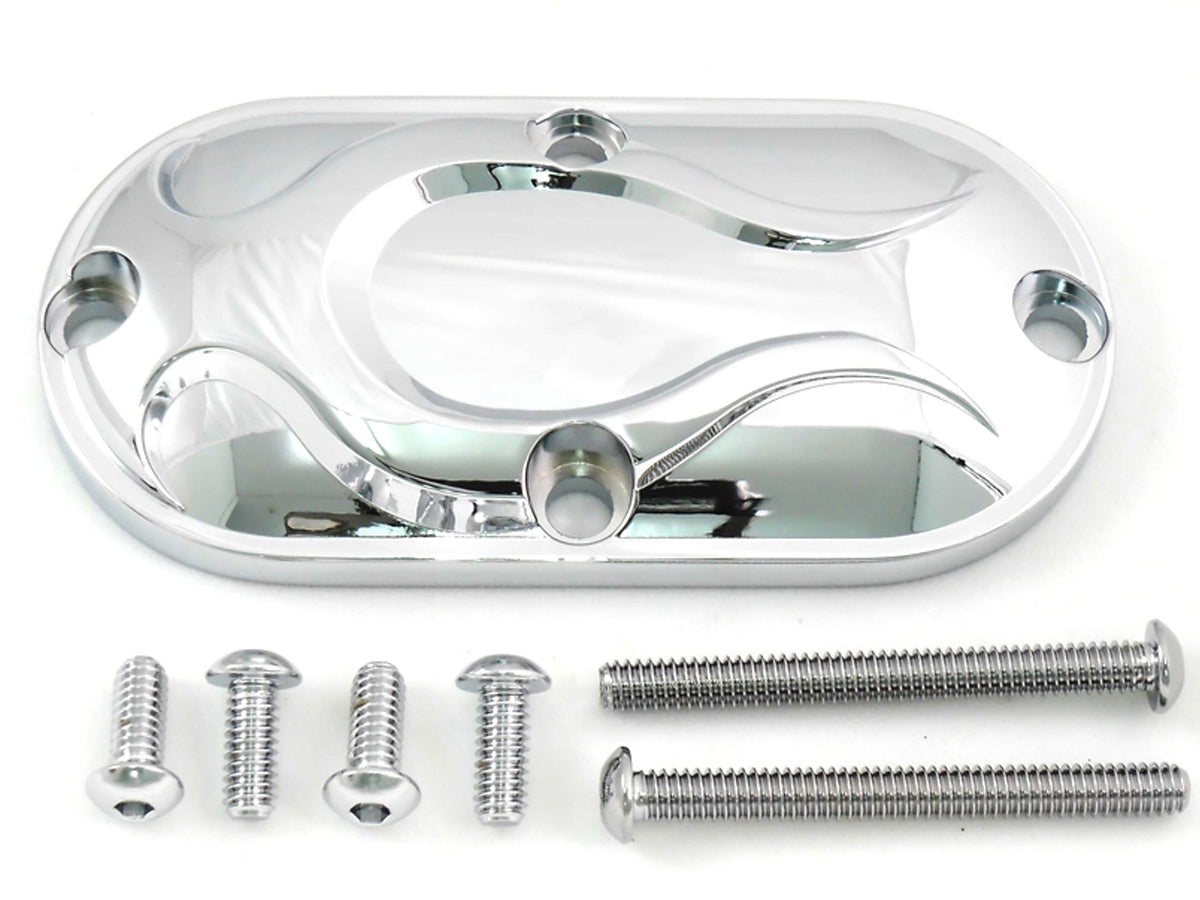 42-0476 - Chrome Inspection Cover with Chrome Flame – Retrocycle, LLC